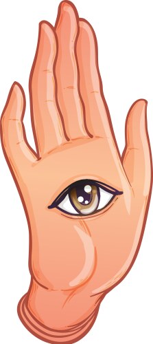 Open hand with all-seeing eye on palm Royalty Free Vector