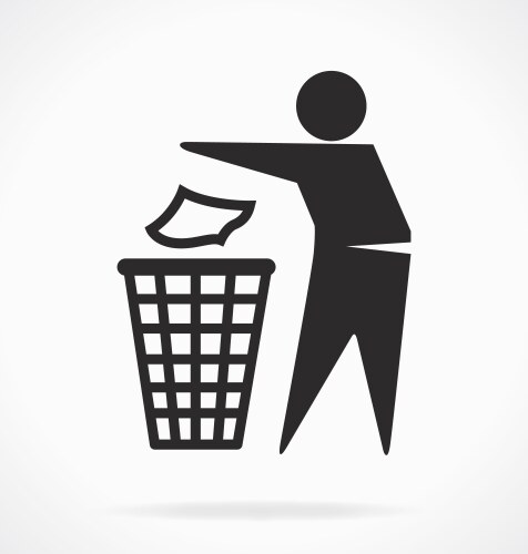 Put your trash rubbish in bin symbol Royalty Free Vector