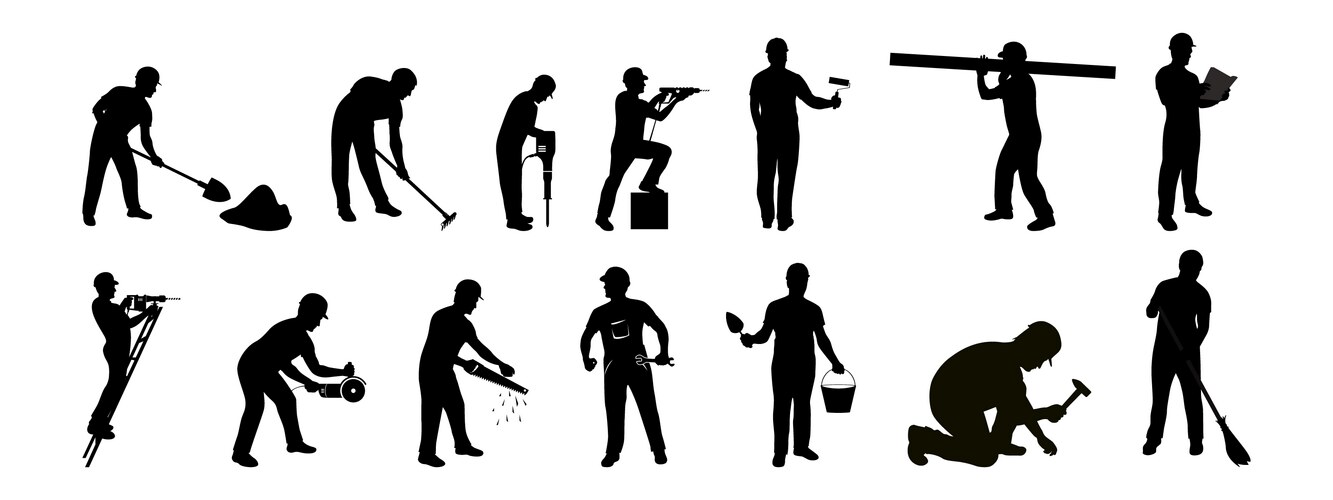 Builder worker silhouette Royalty Free Vector Image