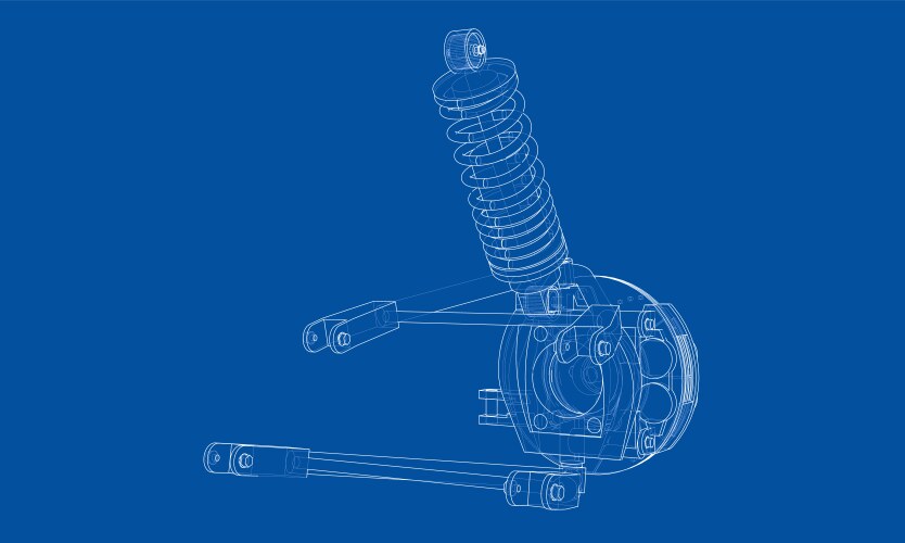 Bike shock absorber blueprints Royalty Free Vector Image