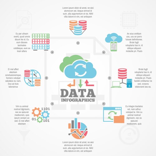 Big data analytics flat icons Royalty Free Vector Image Big data analytics flat icons Royalty Free Vector Image