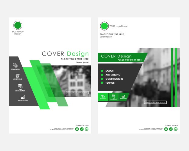 Green cover design template for annual report Vector Image