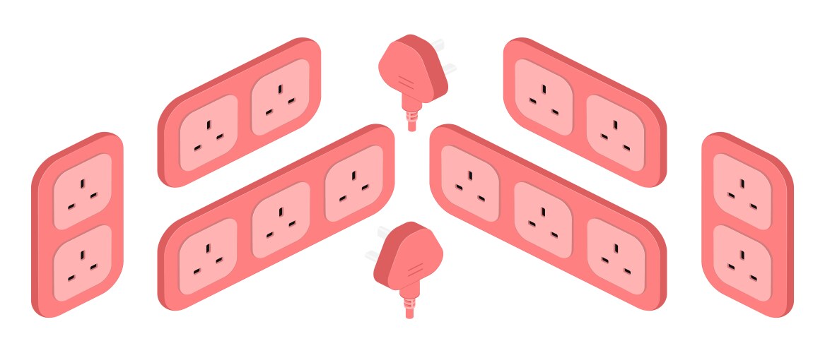 Isometric power outlet socket plug british type g Vector Image