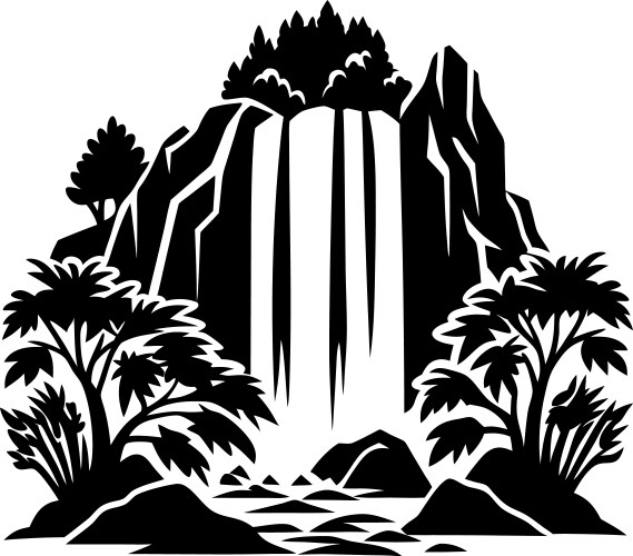 Waterfall Silhouette Vector Images (over 1,400)