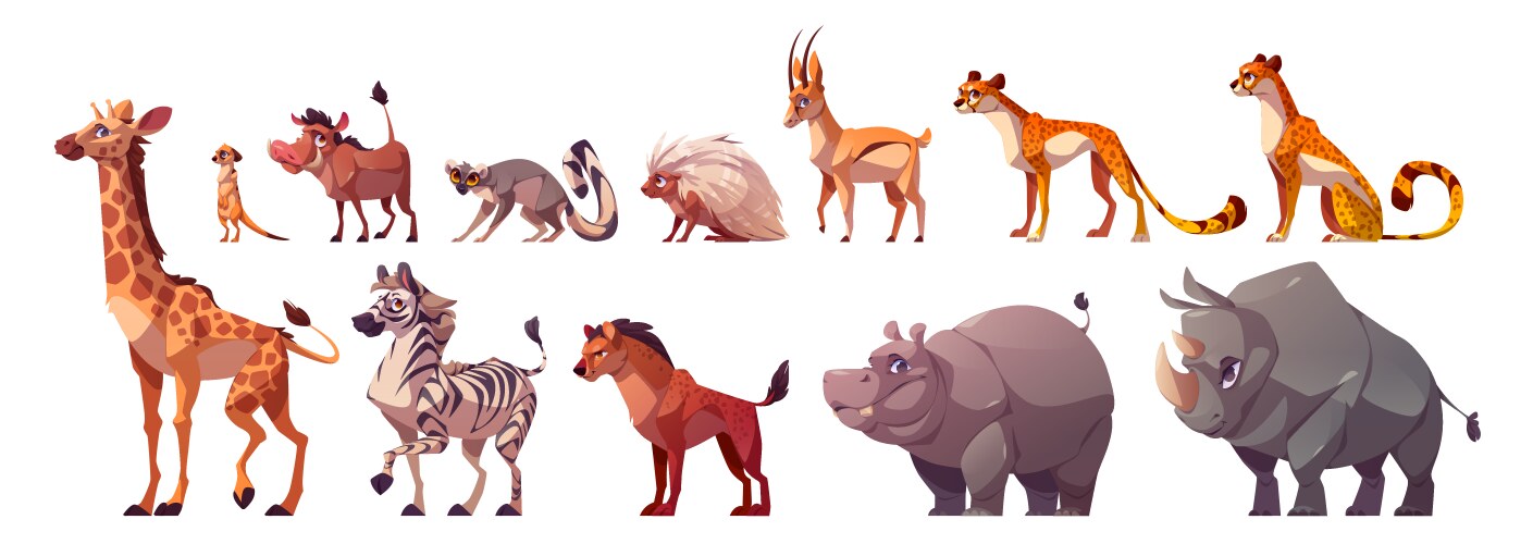 Group of wild animals zoo Royalty Free Vector Image