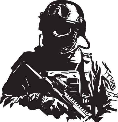 Shadow marksman iconic design of a military Vector Image