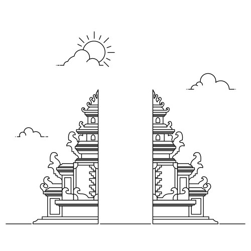 Bali hindu temple gate on sky landscape Royalty Free Vector