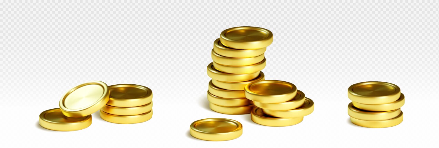 Stack of gold coin different size Royalty Free Vector Image