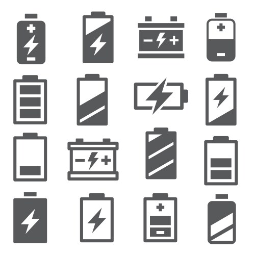 Battery charge icons set Royalty Free Vector Image