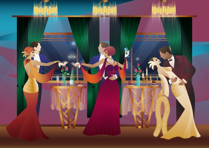 Man and woman dancing window Royalty Free Vector Image