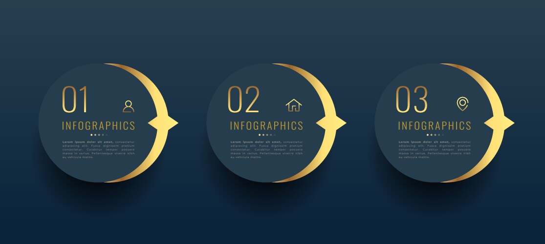 Three step infographic web chart banner Royalty Free Vector