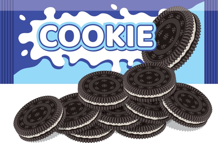 Chocolate cookie 2 icon isolated Royalty Free Vector Image