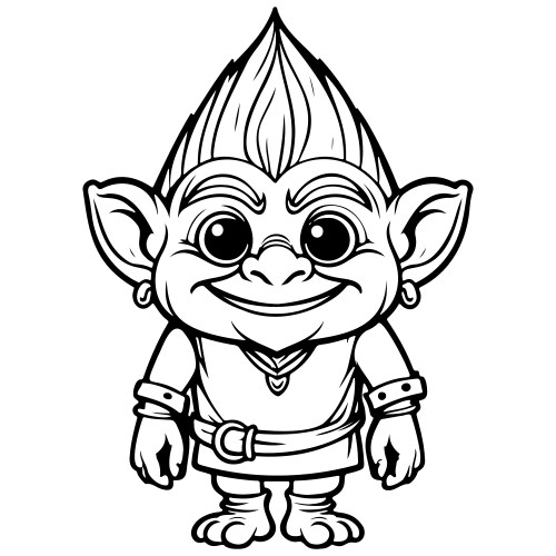 Line troll face drawing realistic outline Vector Image