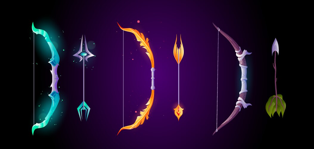 Glowing gaming swords magic fantasy shiny warrior Vector Image