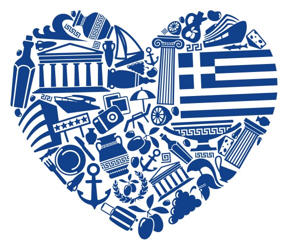 Greece love Royalty Free Vector Image - VectorStock