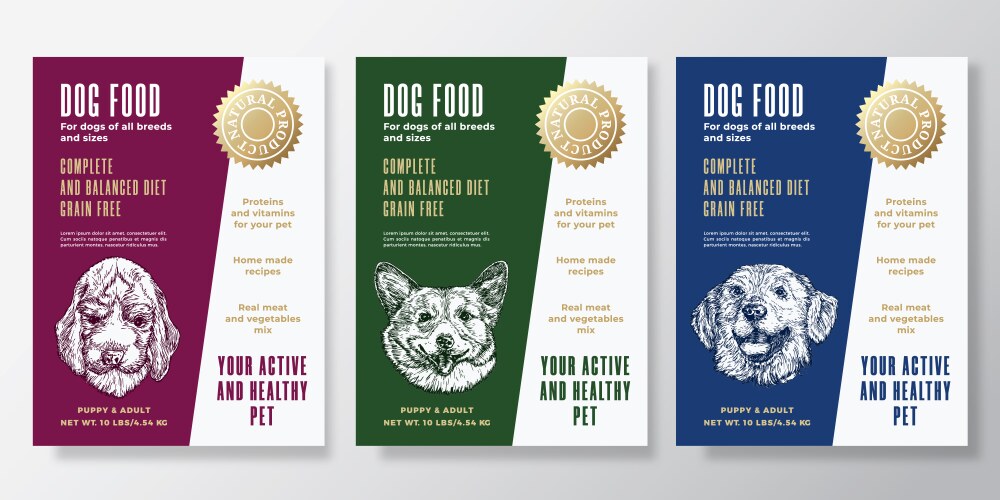 Dog food label template abstract packaging Vector Image