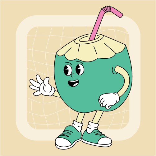 Coconut dabbing retro Royalty Free Vector Image