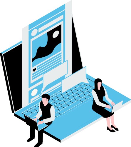 Isometric computer desktop digital technology Vector Image