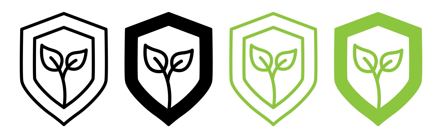 Shield with leafs icon set plant protect and Vector Image