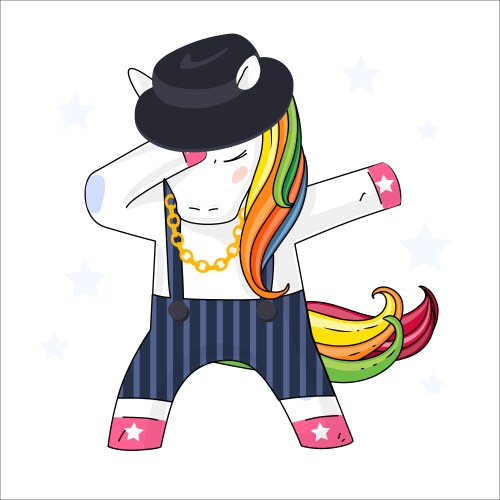 Cute dabbing unicorn funny doing Royalty Free Vector Image