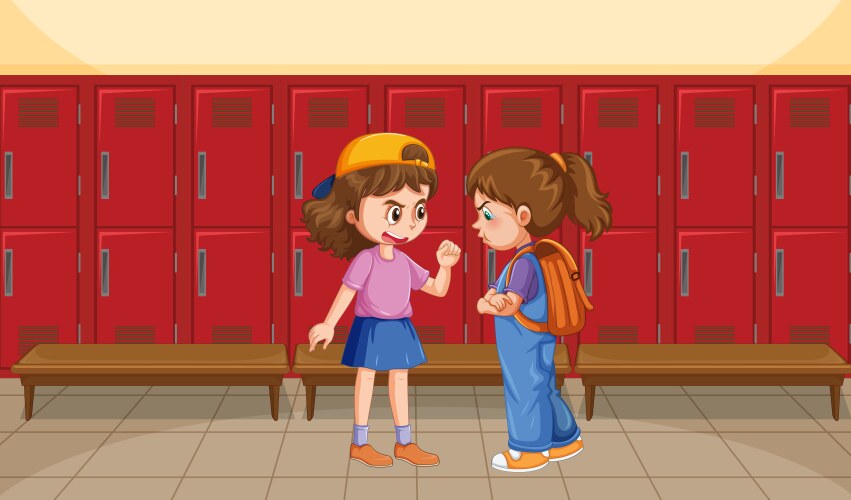 School bullying with student cartoon characters Vector Image