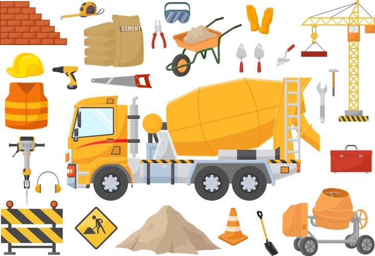 Cute little painter with painting tools elements Vector Image