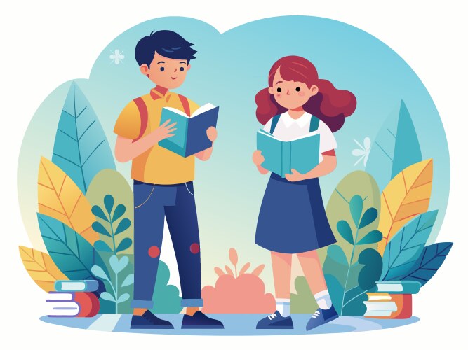 Students group people learning education Vector Image