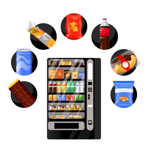 Vending machine snacks sandwich biscuit chocolate Vector Image