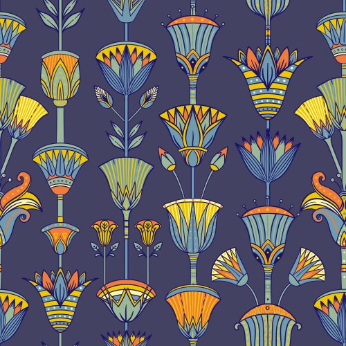 Ancient Egyptian Lotus Pattern Royalty Free Vector Image