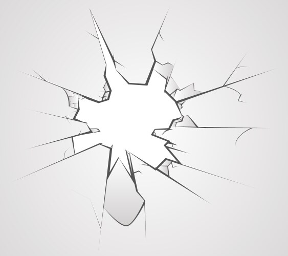 Crack in surface broken glass cracked hole Vector Image
