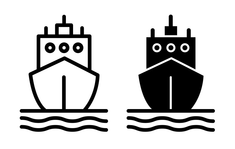 Ship icon set cruise cargo container symbol Vector Image