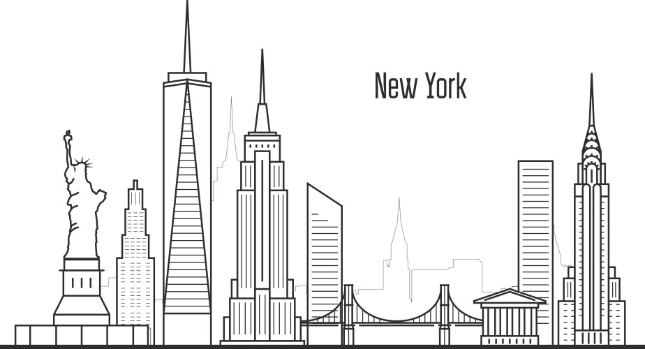 New York City Skyline Outline Drawing How To Draw New York Easy