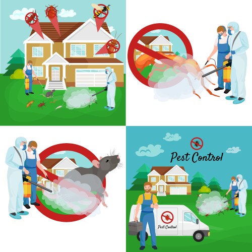 Pest control poster or flyer with funny cockroach Vector Image