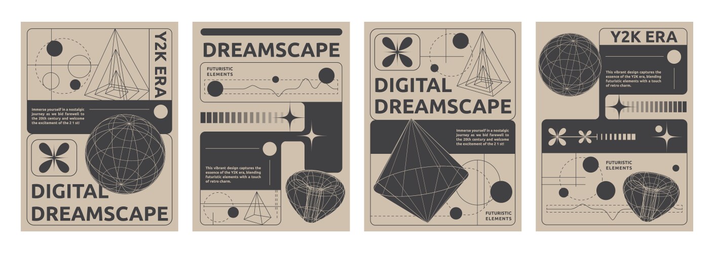Y2k aesthetic science banners Royalty Free Vector Image