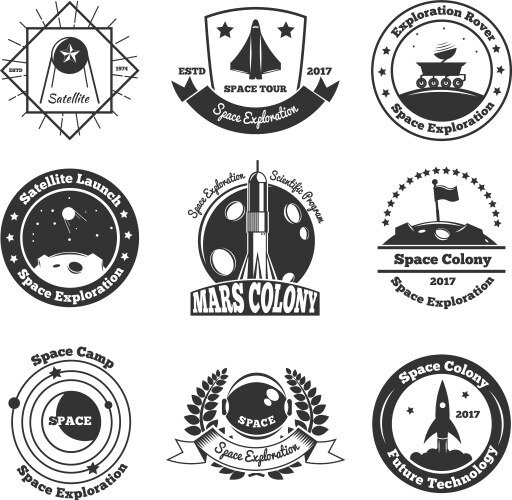 Samurai monochrome emblem badge label Royalty Free Vector