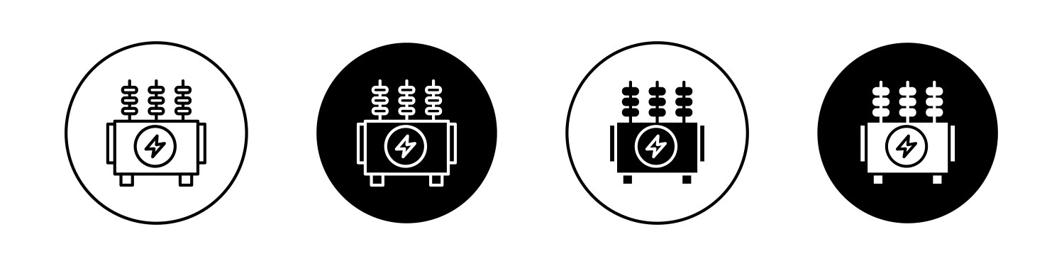 Transformer icon set power substation electric Vector Image