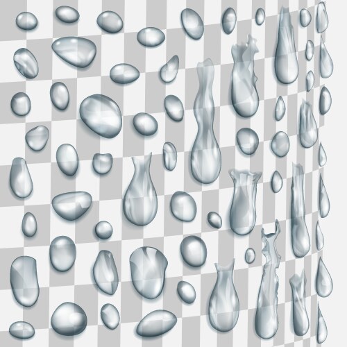 Transparent set of drops isolated on white Vector Image