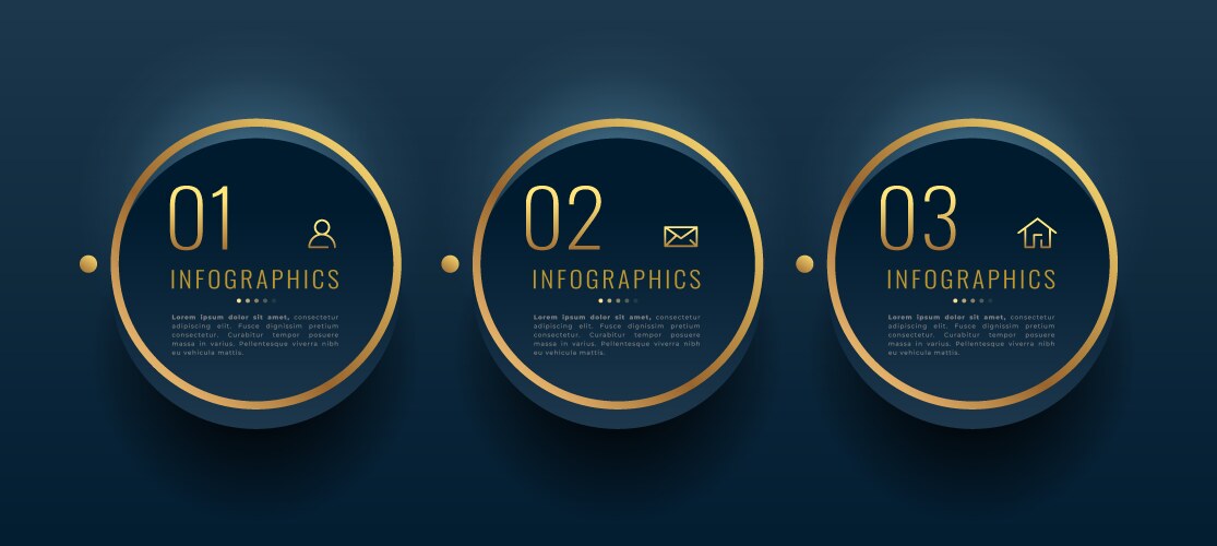 Three step infographic web chart banner Royalty Free Vector