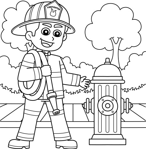 Fire stationisolated coloring page for kids Vector Image