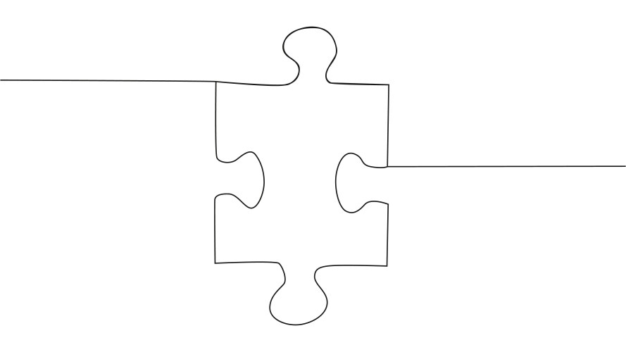 One line connecting puzzle pieces Royalty Free Vector Image