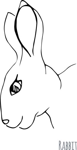 One line drawing of rabbit calligraphy style Vector Image