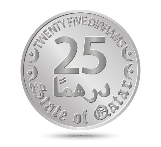 25 dirhams coin of qatar Royalty Free Vector Image