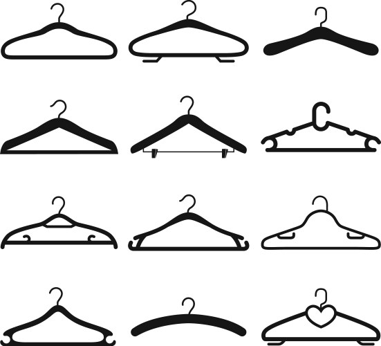 Clothes hanger silhouette collection Royalty Free Vector