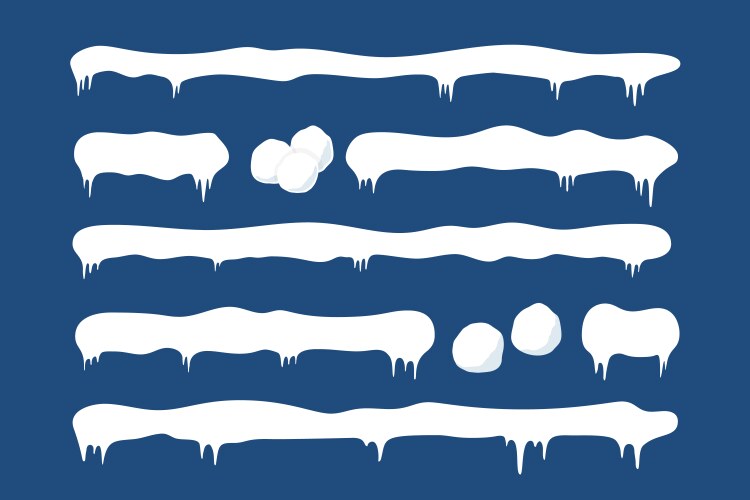 Snow cap ice set winter design snowy icicle roof Vector Image