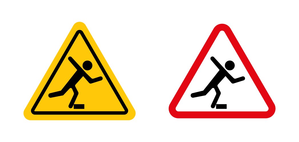 Tripping hazard warning sign icon set danger Vector Image