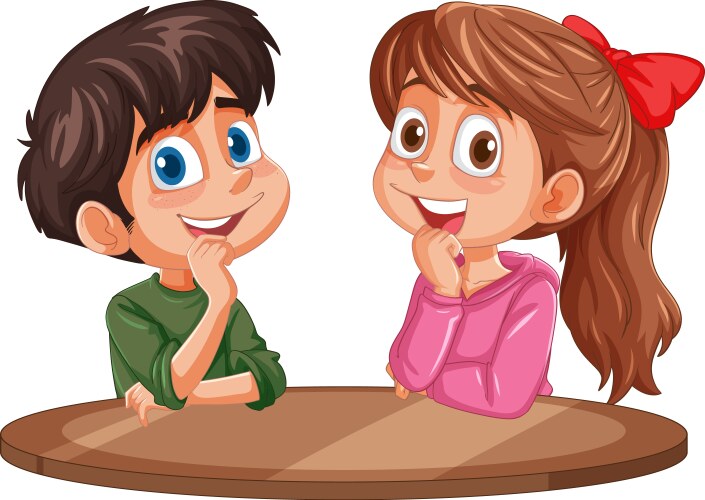 Two Kids Talking Vector Images (over 450)