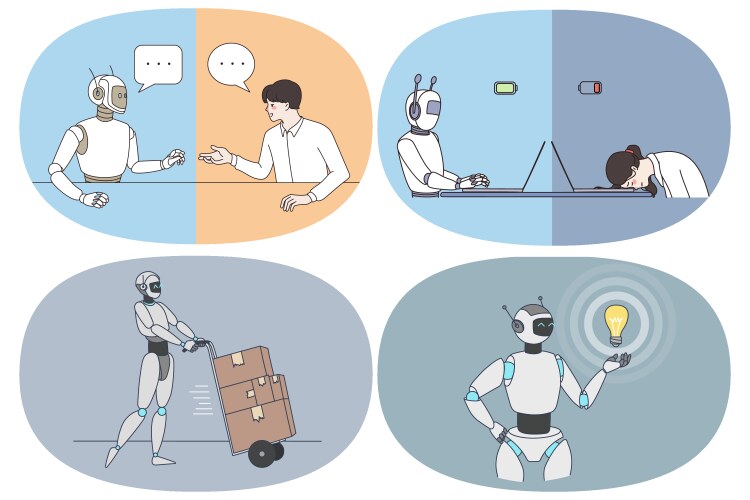 Artificial Intelligence Human Interaction With Ai Vector Image