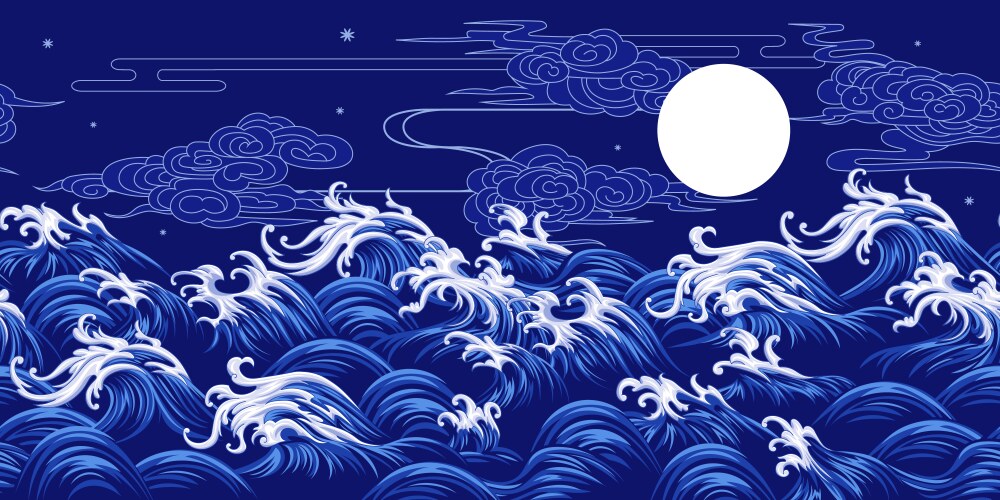 Seamless border with decorative waves Royalty Free Vector