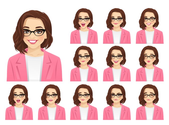 Woman expressions set Royalty Free Vector Image
