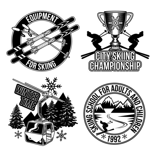 Ski resort set Royalty Free Vector Image - VectorStock